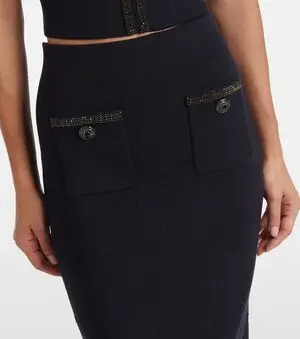 SELF-PORTRAIT Wool And Cotton-blend Midi Skirt