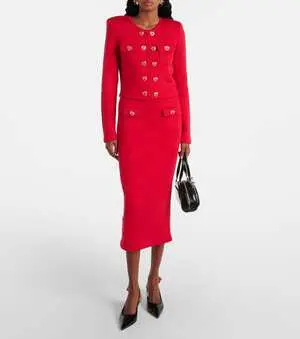 SELF-PORTRAIT Embellished Knitted Midi Skirt