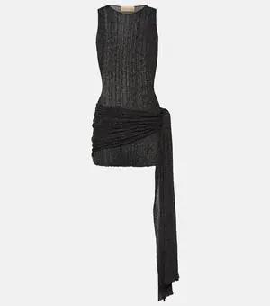 AYA MUSE Keefe Draped Lamé Minidress - Black