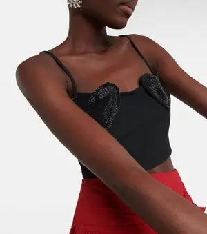 Blumarine Crystal-embellished Cropped Top