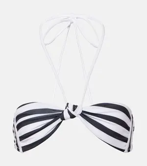 BANANHOT Striped Halterneck Bikini Top - Black