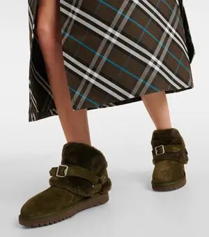 Burberry Shearling-trimmed Suede Ankle Boots
