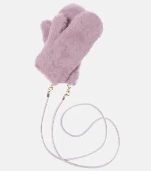 Max Mara Ombrato Teddy Mittens - Purple