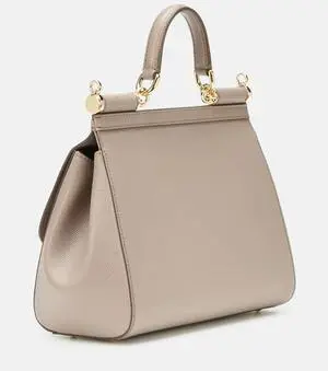 Dolce & Gabbana Sicily Medium Leather Shoulder Bag - Grey