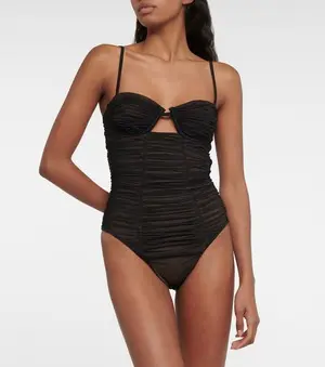 SELF-PORTRAIT Mesh Ruched Swimsuit