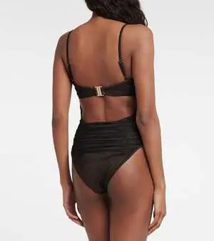 SELF-PORTRAIT Mesh Ruched Swimsuit