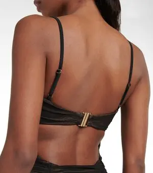 SELF-PORTRAIT Mesh Ruched Swimsuit