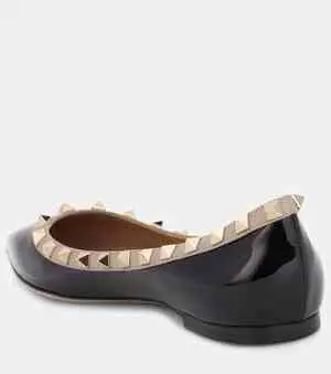 Valentino Garavani Rockstud Patent Leather Ballet Flats - Black