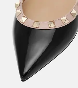 Valentino Garavani Rockstud Patent Leather Ballet Flats - Black
