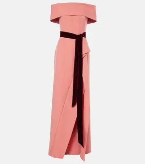 Oscar De La Renta Off-shoulder Wool-blend Gown