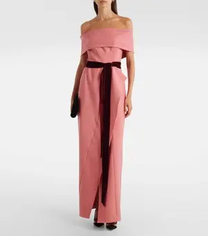 Oscar De La Renta Off-shoulder Wool-blend Gown