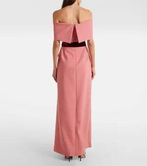 Oscar De La Renta Off-shoulder Wool-blend Gown