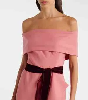 Oscar De La Renta Off-shoulder Wool-blend Gown