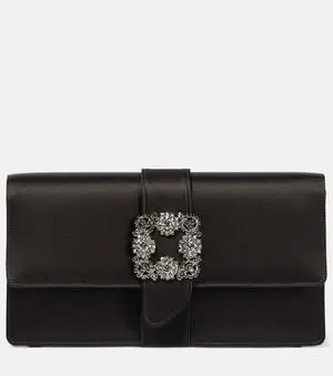 Manolo Blahnik Capri Embellished Satin Clutch - Black