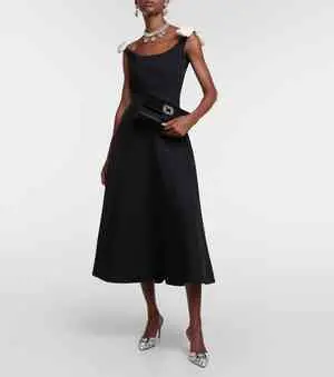 Manolo Blahnik Capri Embellished Satin Clutch - Black