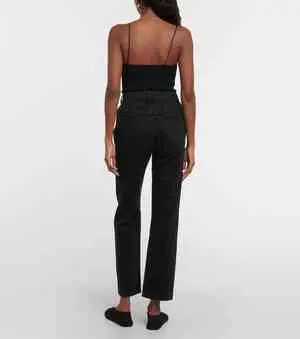 Khaite Abigail Cropped Straight Jeans In Wash - Black