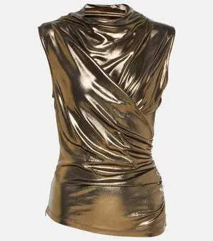 Blumarine Draped Metallic Top - Gold