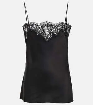 Stella McCartney Satin And Lace Tank Top - Black