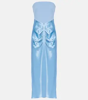 Staud Wayfaring Ponte And Satin Midi Dress