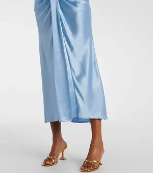 Staud Wayfaring Ponte And Satin Midi Dress