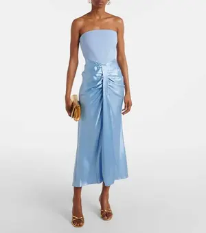 Staud Wayfaring Ponte And Satin Midi Dress