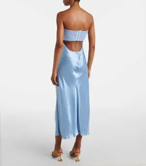 Staud Wayfaring Ponte And Satin Midi Dress