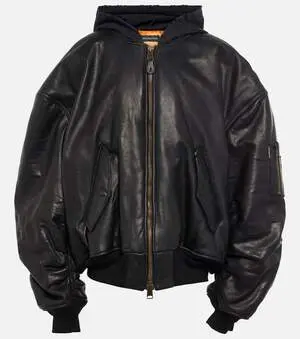 Balenciaga Oversized Leather Bomber Jacket