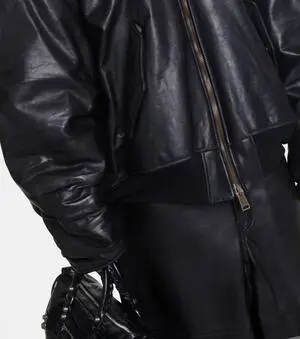 Balenciaga Oversized Leather Bomber Jacket