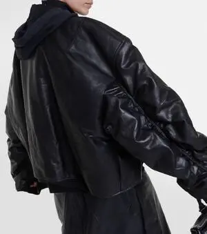 Balenciaga Oversized Leather Bomber Jacket