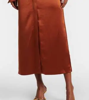 Galvan Hock Gathered Satin Midi Dress