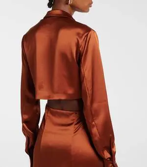 Galvan Hock Gathered Satin Midi Dress