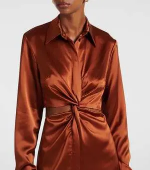 Galvan Hock Gathered Satin Midi Dress