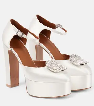 MALONE SOULIERS Satin Embellished Platform Pumps