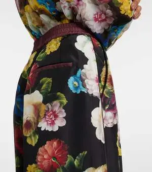 Dolce & Gabbana Floral Silk Wide-leg Trousers - Multicoloured