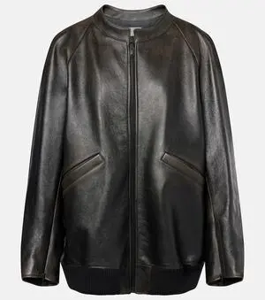THE ROW Kengia Leather Bomber Jacket