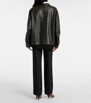 THE ROW Kengia Leather Bomber Jacket