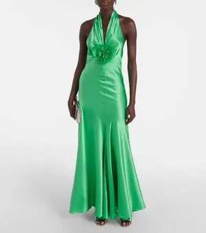 RODARTE Rose Halterneck Silk Gown