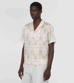 Commas Printed Silk And Cotton Shirt - Beige