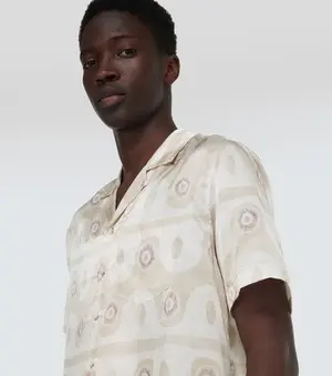 Commas Printed Silk And Cotton Shirt - Beige