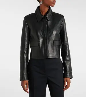 Nour Hammour Bleeker Cropped Leather Jacket