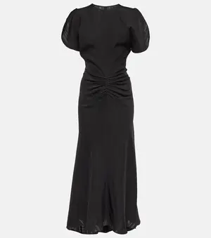 Victoria Beckham Crepe Midi Dress - Black