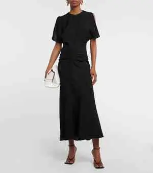 Victoria Beckham Crepe Midi Dress - Black
