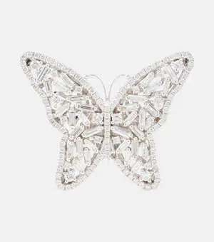 SUZANNE KALAN Bold Butterfly Medium 18kt White Gold Ring With Diamonds - Silver