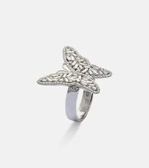 SUZANNE KALAN Bold Butterfly Medium Ring In 18kt White Gold With Diamonds