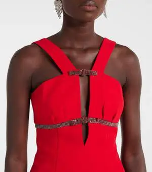 SELF-PORTRAIT Embellished Crepe Minidress