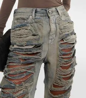 Rick Owens Distressed Low-rise Jeans