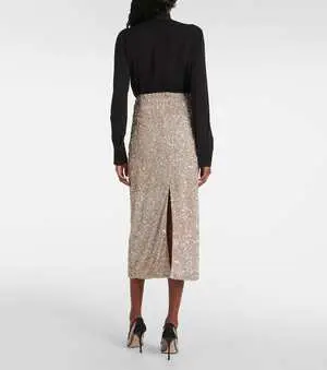 Costarellos Zuri Sequined Midi Skirt