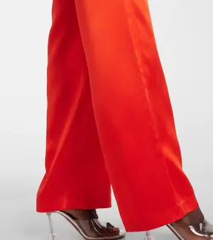 THE SEI High-rise Silk Satin Wide-leg Trousers