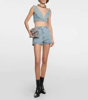 Rabanne Stud-embellished Denim Bra Top