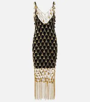 Rabanne Embellished Brass Chain Midi Dress